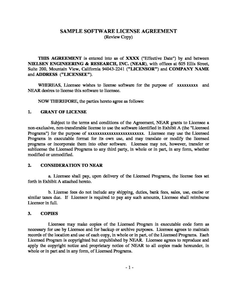 License Agreement Sample | Free Agreement Templates