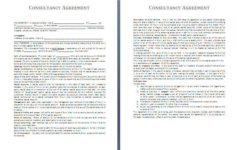 Consultancy Agreement Template | Free Agreement Templates