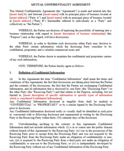 Mutual Agreement Template | Free Printable MS Word Format | Free ...