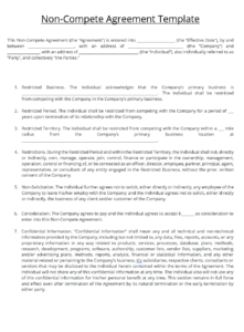 Non-Compete Agreement Template | Free Agreement Templates
